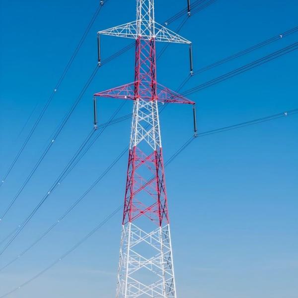110 Kv Tower Galvanized Flanged Big Power Line Towers Single Tube Transmission Line Monopole Tower
