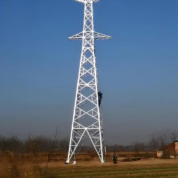 110 Kv Tower Galvanized Flanged Big Power Line Towers Single Tube Transmission Line Monopole Tower