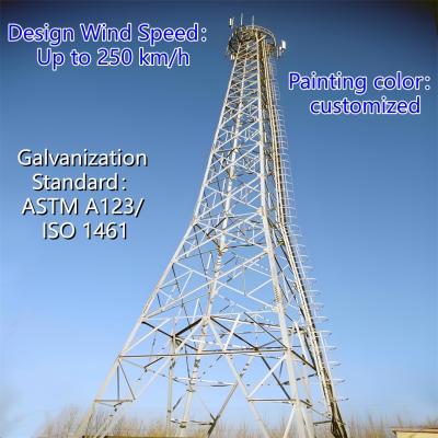 China 4-Angle Steel Communication Tower Galvanized 30m 5G Signal Urban Areas Stable Structure for sale