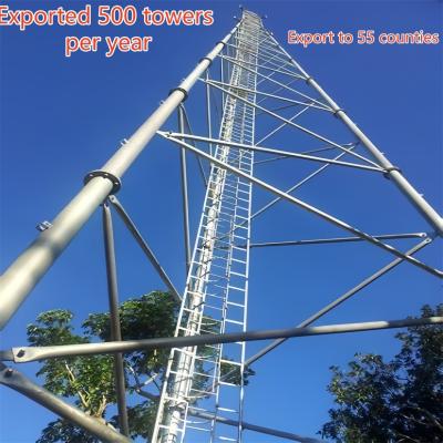 중국 세 개의 튜브 통신 타워 탄소강 33m LTE 신호 농촌 지역 풍압 저항 판매용