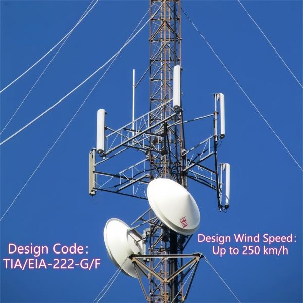 Quality 3 Legged Tubular Steel Microwave Guyed Communication Tower 20 - 70Meter for sale