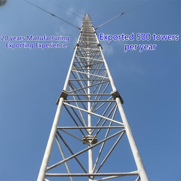 Quality 3 Legged Tubular Steel Microwave Guyed Communication Tower 20 - 70Meter for sale