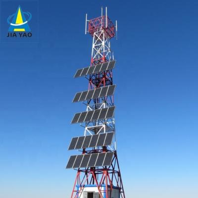 China Solar Energy Antenna Tower With Energy Storage Self Supporting Galvanized 20 30 40M 4G 5G Mast for sale
