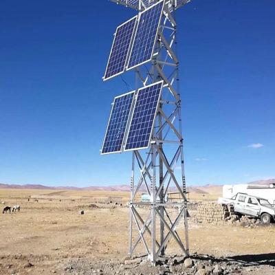 China Emergency Solar Panel Antenna Tower Hot Dip Galvanized 18 28 38M 5G 4G Disaster Relief Telecom Tower for sale