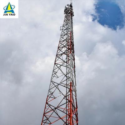 China 40M 52M 70Meter Pre Drilled Holes 3 Legged Angle Steel Tower For Road Station Telecom for sale