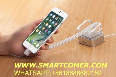China La alarma del ASISTENTE fija a mano los soportes plásticos del montaje para las tiendas al por menor del teléfono móvil con los cables de carga en venta