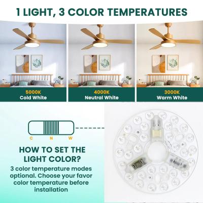 China ERP Rosh LED Modules 5CCT 12W/18W/24W DIP Switch Ceiling Light Fan With Witch Power Replaces LED Module for sale