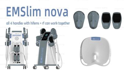 China EMS Muscle Sculpt 4 Handles Vertical Emslim Nova Non-Invasive Fat Reduction And Muscle Growth Procedure For Abdomen Buttocks Thighs Arms Calves for sale