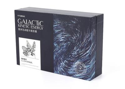 China Zilveren het Stempelen Aromatherapy Giftdoos, 2mm Doos van de Dikte de Zwarte Gift met Lint Te koop
