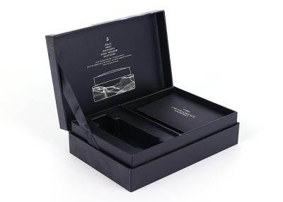 China Zilveren het Stempelen Aromatherapy Giftdoos, 2mm Doos van de Dikte de Zwarte Gift met Lint Te koop