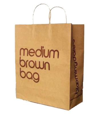 China Grocery Use Brown Kraft Paper Shopping Bag Made of Strong Quality 5KG Capacity for sale