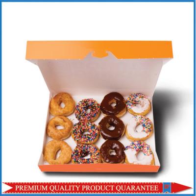China Custom Logo Printed White Paper Food Box Donuts Folding Package for sale
