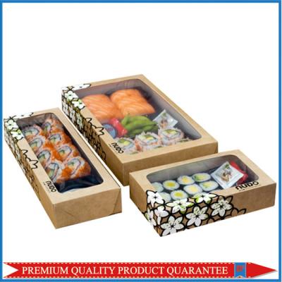 China Clear Plastic Window Sushi Paper Food Box with Custom LOGO Print Color for sale