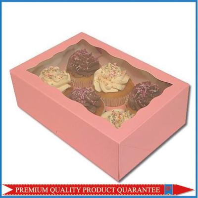 China Pink Color Custom Print Paper Food Grade Packaging Box with Clear Window for sale