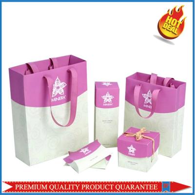 China Matte Color Custom Print Paper Shopping Bag Cosmetics Package with Satin Handle for sale