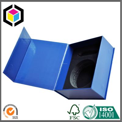 China Glossy Lamination Blue Color Printing Rigid Paper Gift Packaging Box with Magnet Closure for sale