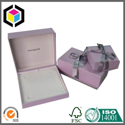 China Pink Color Luxury Jewelry Paper Gift Box Packaging Box with Ribbon for sale