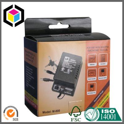 China Glossy Laminated Corrugated Cardboard Electronics Packaging Box Self Hanging Tab for sale