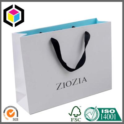 China Promotion Color Print Paper Bag; Matte Color Shopping Paper Bag Ribbon Handle for sale
