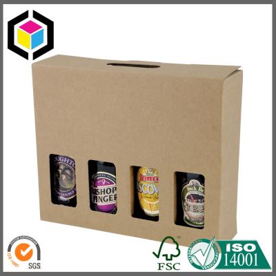 China 4 Bottle Beer Wine Kraft Carton Box; Beer Corrugated Packaging Box with Handle for sale