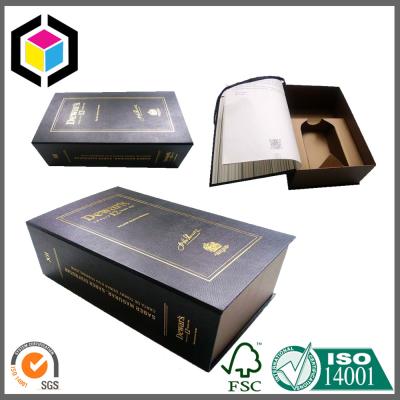 China Gold Foil Stamped Logo Gift Packaging Box; Black Color Print Wine Paper Box for sale