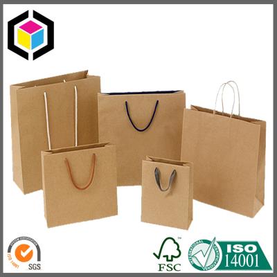 China Plain Brown No Printing Shopping Paper Bag; Brown Kraft Paper Shopping Bag for sale