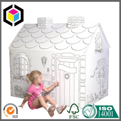 China 100% Recyclable Material Color Print Corrugated Cardboard Playhouse For Kids for sale