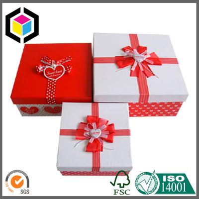 China Bowknot Paper Packaging Box for Gift; Red Color Print Custom Design Paper Gift Box for sale