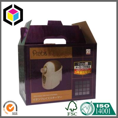 China Gable Top Corrugated Packaging Box; Handled Color Print Corrugated Paper Box for sale