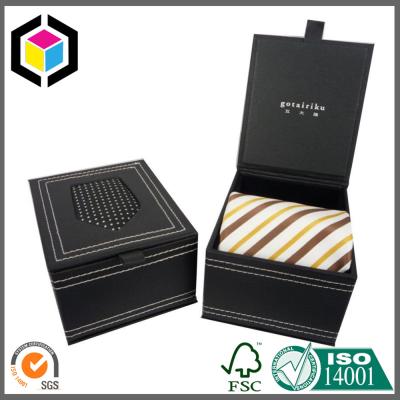 China Matte Black Gift Paper Box for Luxury Ties; Clear Window Paper Packaging Box for sale