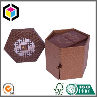 China Brown Color Printing Matte Lamination Gift Box; Luxury Hexagon Style Paper Box for sale