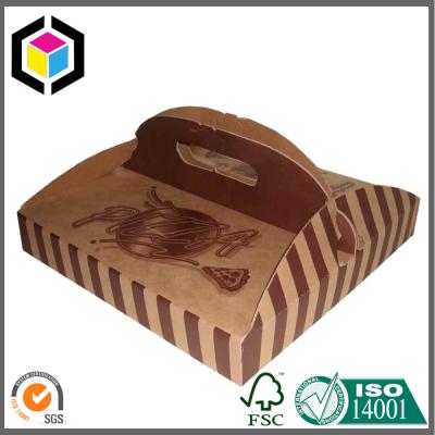 China Custom Brown Color Printed Pizza Box with Handle; Food Grade Paper Pizza Box for sale