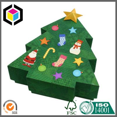 China Christmas Tree Shape Paper Gift Packaging Box; Matte Color Print Christmas Box for sale