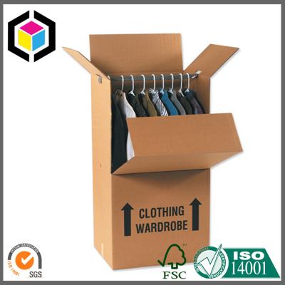 China Black Logo Color Print Corrugated Wardrobe Moving Box; Wardrobe Cardboard Box for sale