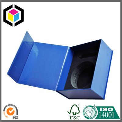 China Glossy Blue Color Printed Paper Packaging Box; EVA Inlay Gift Box for sale