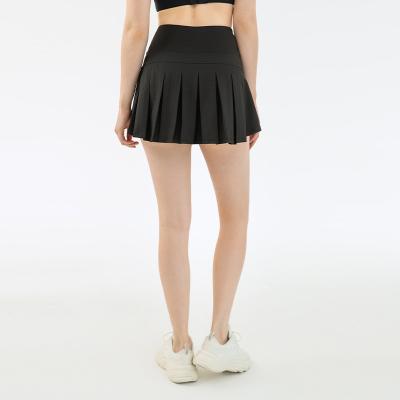 China Blauwe geplooide golfrok Dames Hoge taille Running Light Proof Tennis Skort Te koop