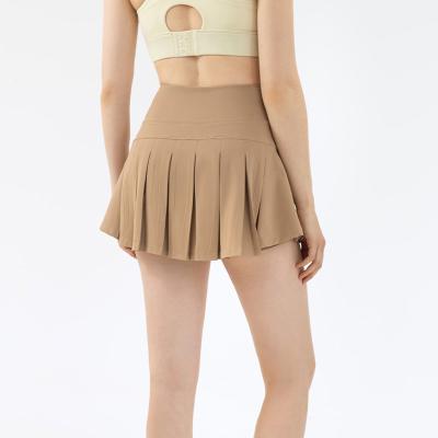 China Blauwe geplooide golfrok Dames Hoge taille Running Light Proof Tennis Skort Te koop