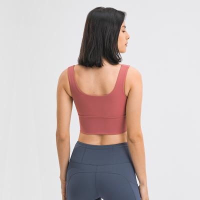 China Van de de Sportenbustehouder van blauwe Grey Gathered Women de Fitness van Front Zip Shockproof Gym Running Gewassenbovenkant Te koop