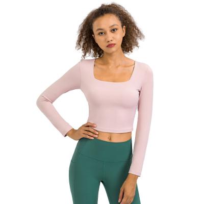 Cina Le camice delle alte donne lunghe elastiche della manica delle cime di yoga delle signore con il reggiseno in vendita