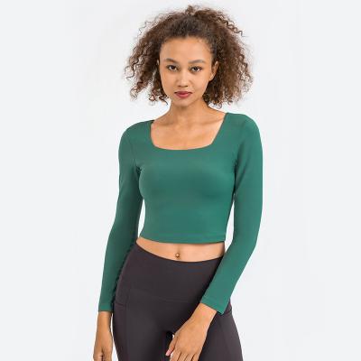 Cina Le camice delle alte donne lunghe elastiche della manica delle cime di yoga delle signore con il reggiseno in vendita