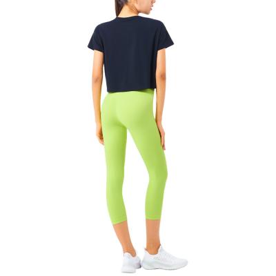Cina Le signore di nylon bruscamente collegano eseguire con un manicotto la maglietta casuale sciolta superiore di sport di yoga di forma fisica in vendita
