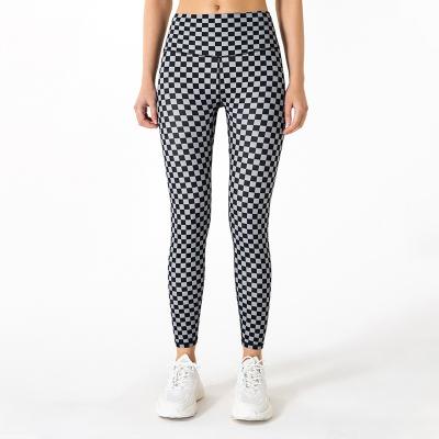 Cina Griglia alto Waisted della scacchiera dei pantaloni di yoga del XL di Wicking delle donne sudate di allenamento in vendita