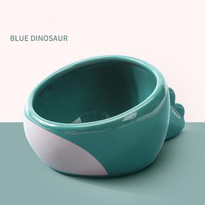 China Groene 13*7cm 10*5cm Ronde de Dinosaurusvorm van de Huisdieren Ceramische Kom het Anti Braken Ceramische Hondkommen Te koop