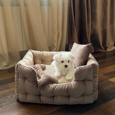 中国 大きいブラウン贅沢な整形外科犬のソファー ベッドの非有毒なガの証拠犬のマットレスのベッド 販売のため