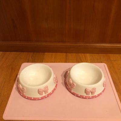 China Capricieuze Roze Boog Elegante Cat Bowls 5“ Binnen Ceramische de Hondkommen van Dia Ceramic Rabbit Food Bowl Te koop