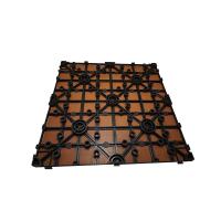 China 14ft Teak Sauna Decking 300x300mm 23mm Wood Grain Embossed Foam PVC Decking for sale