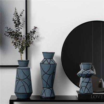 China Het nieuwe van de Belangrijkste van het Ontwerp Moderne Huwelijk Decoratieve Noordse Decor van de Vazenmatt blue ceramic vase for Porseleinbloem Te koop