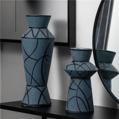 China Het nieuwe van de Belangrijkste van het Ontwerp Moderne Huwelijk Decoratieve Noordse Decor van de Vazenmatt blue ceramic vase for Porseleinbloem Te koop
