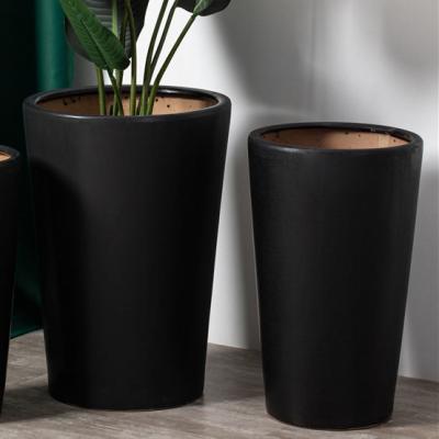 Cina Vasi ceramici della pianta di stile della decorazione del grande del giardino fiore all'aperto dell'interno domestico moderno nero nordico della decorazione in vendita