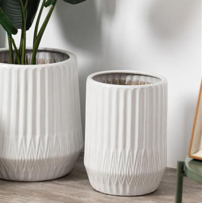 Cina Piantatrici ceramiche di giardinaggio all'aperto dell'interno di stile della decorazione della banda dei vasi succulenti domestici moderni bianchi nordici del fiore in vendita